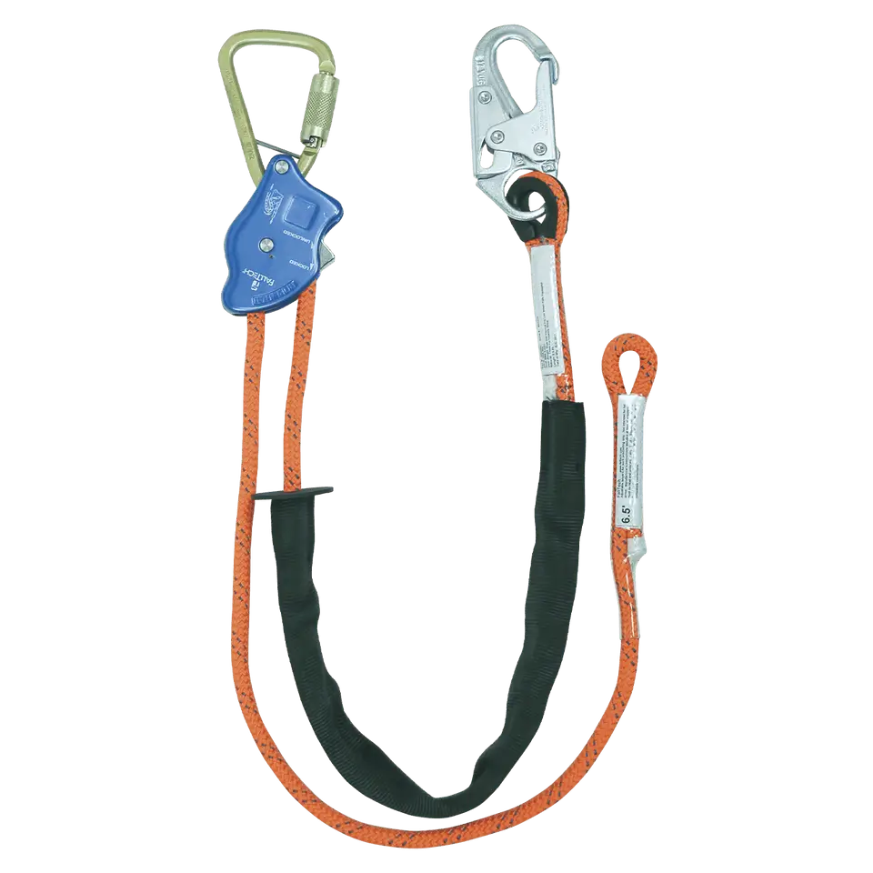 FallTech - 6.5' Rope Positioning Lanyard Steel Snap + Steel Carabiner ...
